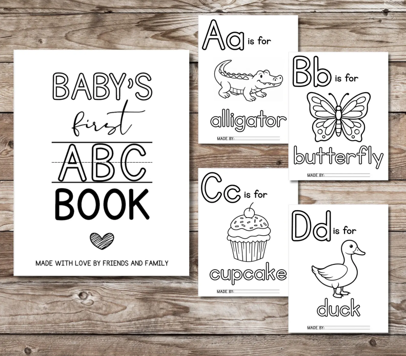 Baby Shower ABC Book Activity: Teacher-Made Baby's First Alphabet Book – Little Letters Keepsake